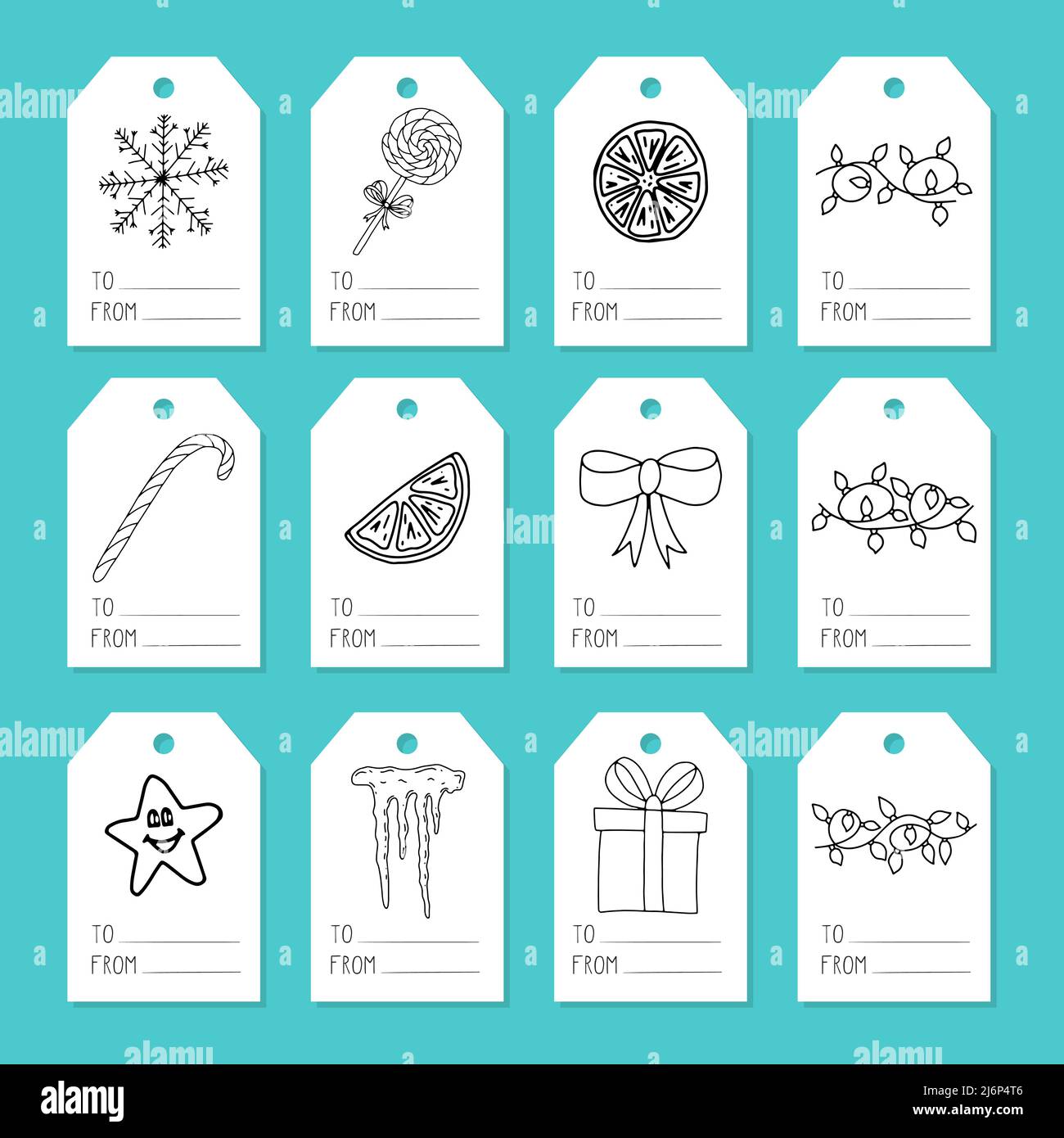 Collection of tags for gift boxes. A set of labels with simple hand ...