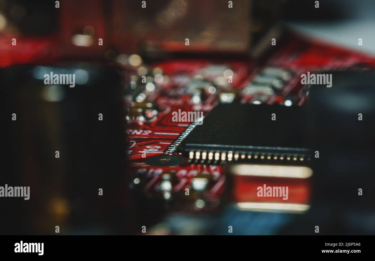 Printed circuit board with electronic components Stock Photo - Alamy