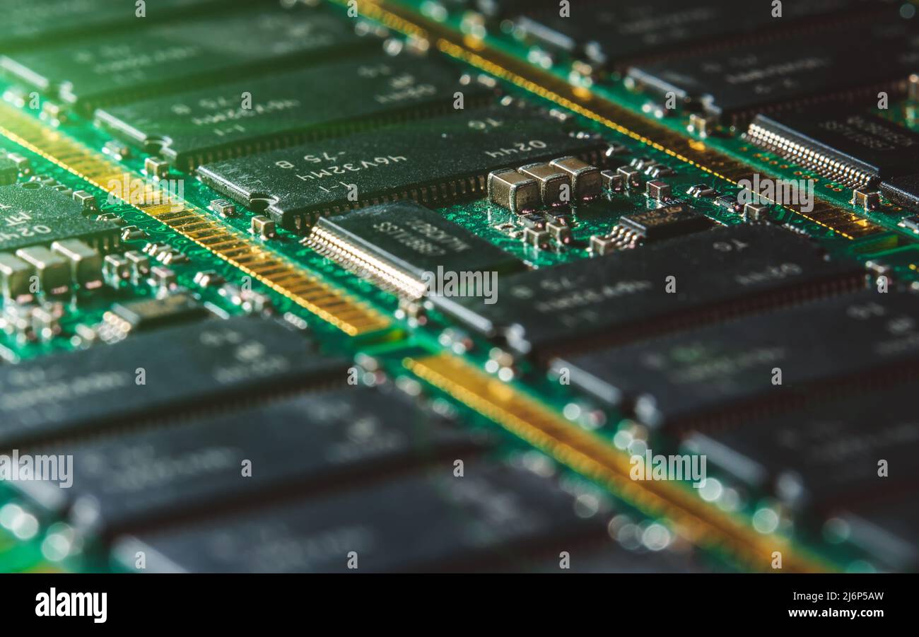 Printed circuit board with electronic components Stock Photo - Alamy