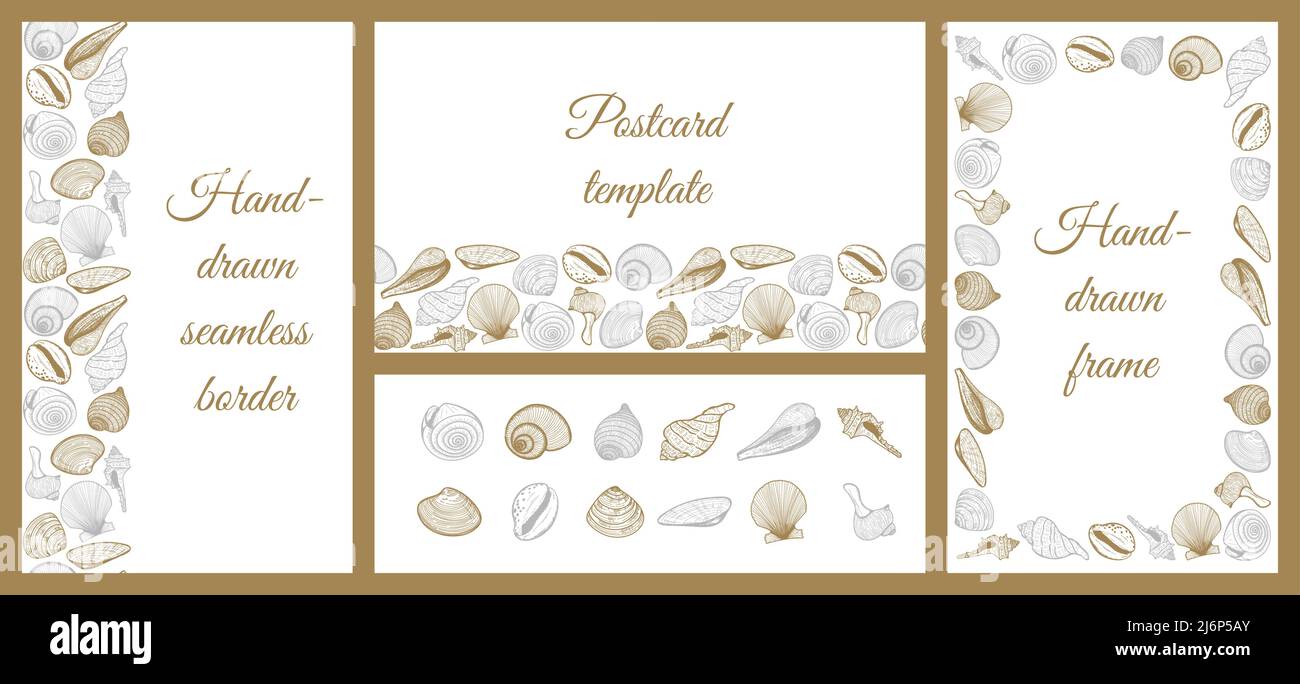 A set of templates for design on the sea, summer theme. Horizontal and ...