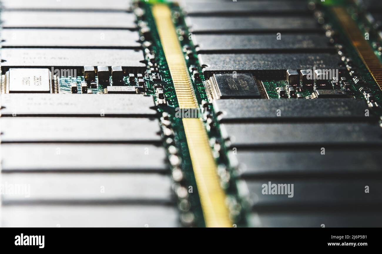 Printed circuit board with electronic components Stock Photo - Alamy