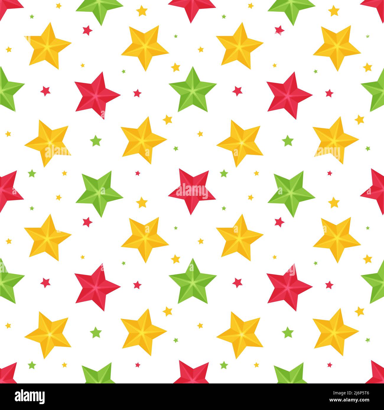 Bright seamless pattern with multi-colored stars on a white background. Great for wrapping paper ...