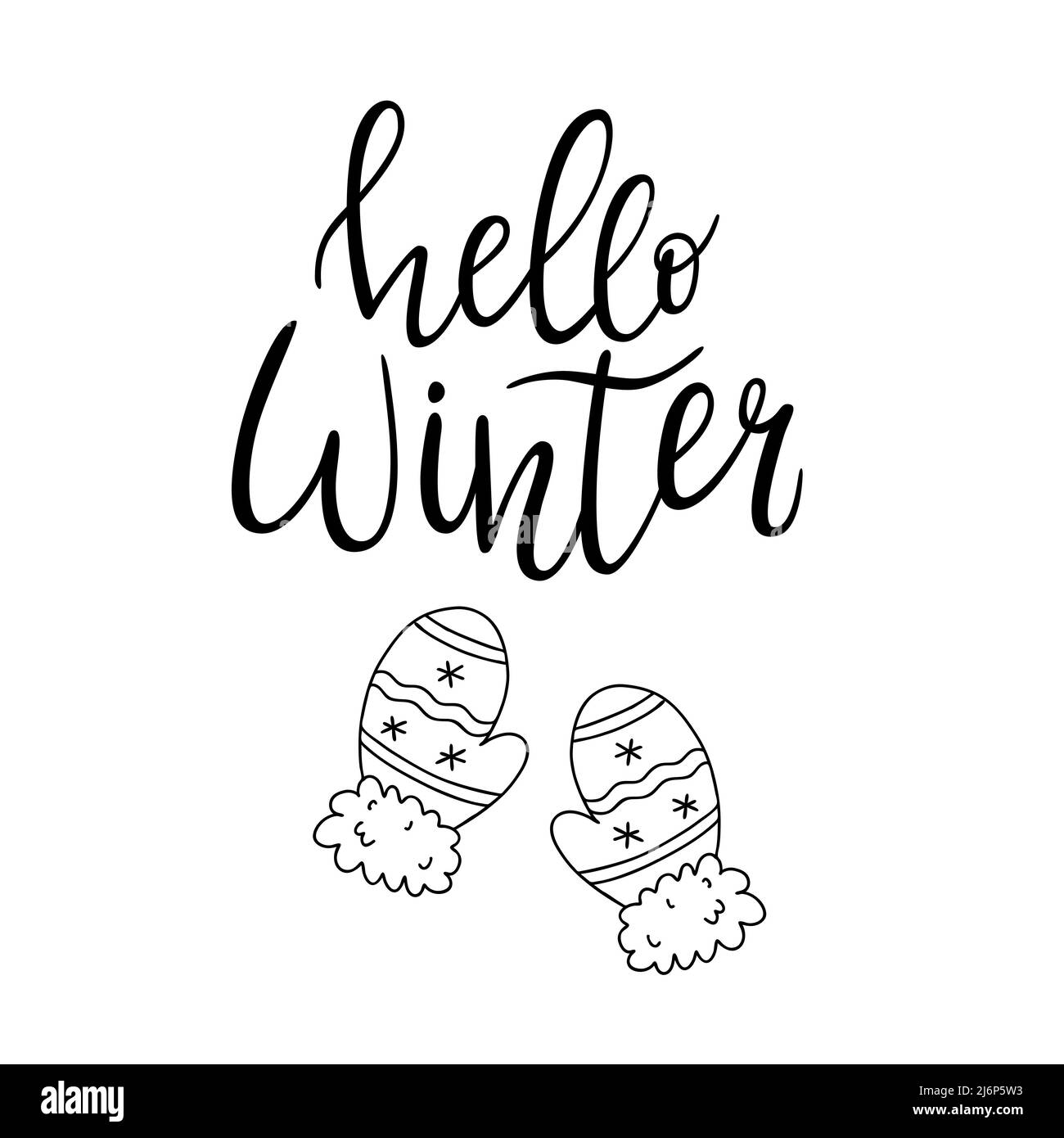Handwritten inscription, words-Hello winter. The letters are ...
