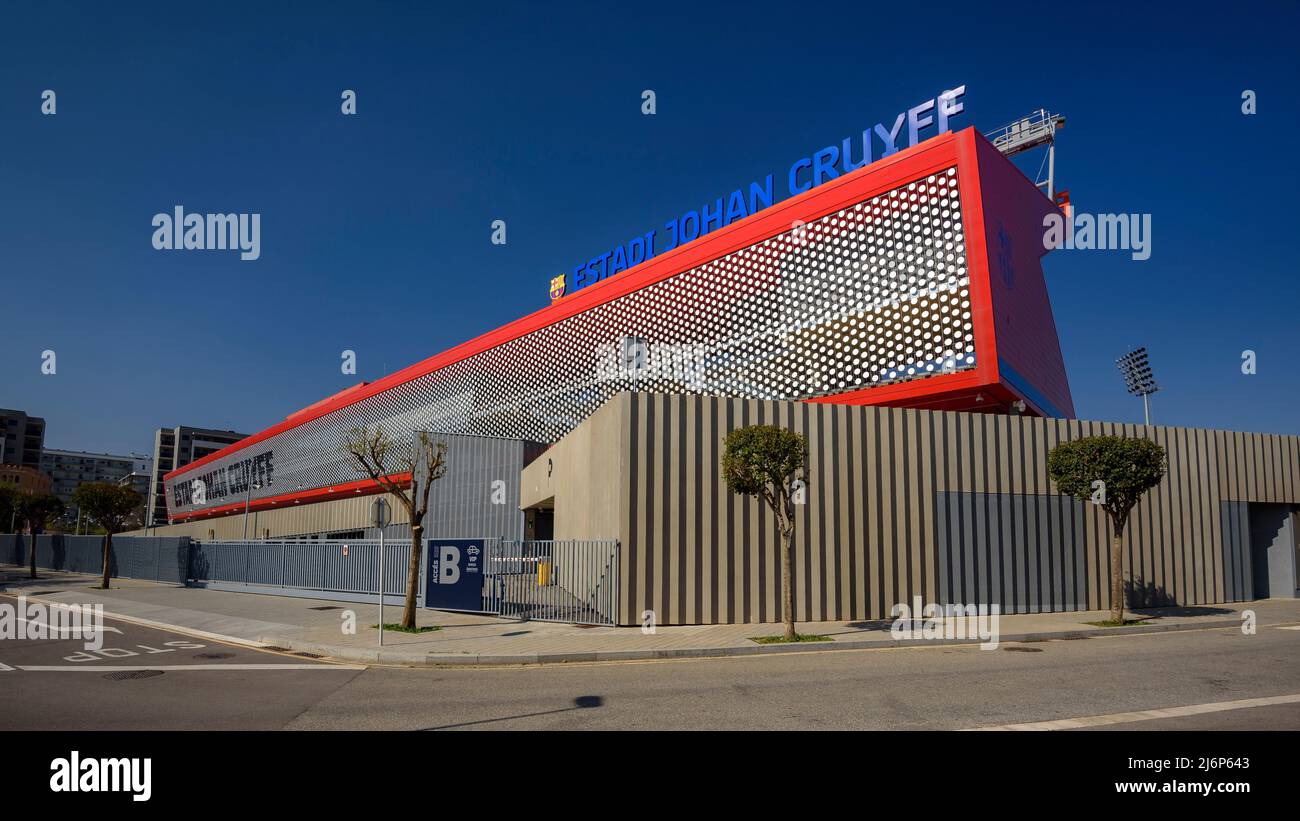 Exterior of the Johan Cruyff stadium in the FC Barcelona training ...