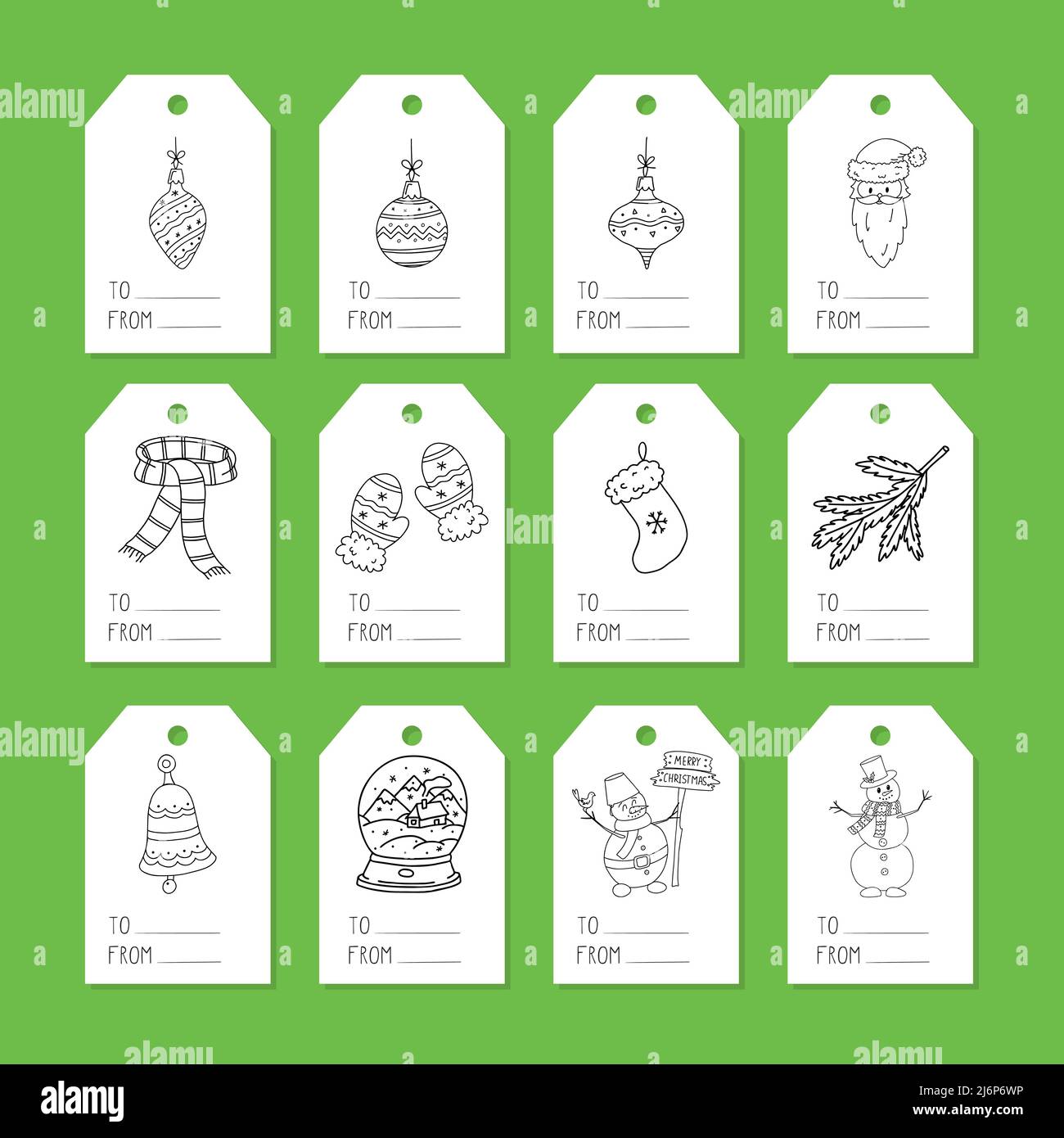 Collection of tags for gift boxes. A set of labels with hand-drawn ...