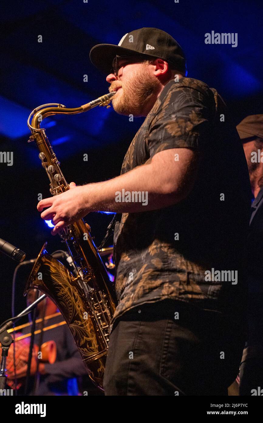 Afro-funk band Antibalas performing at Lee’s Palace in Toronto, Canada ...