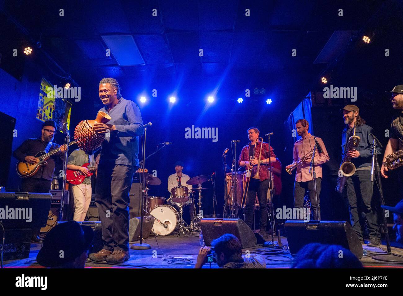 Afro-funk band Antibalas performing at Lee’s Palace in Toronto, Canada ...