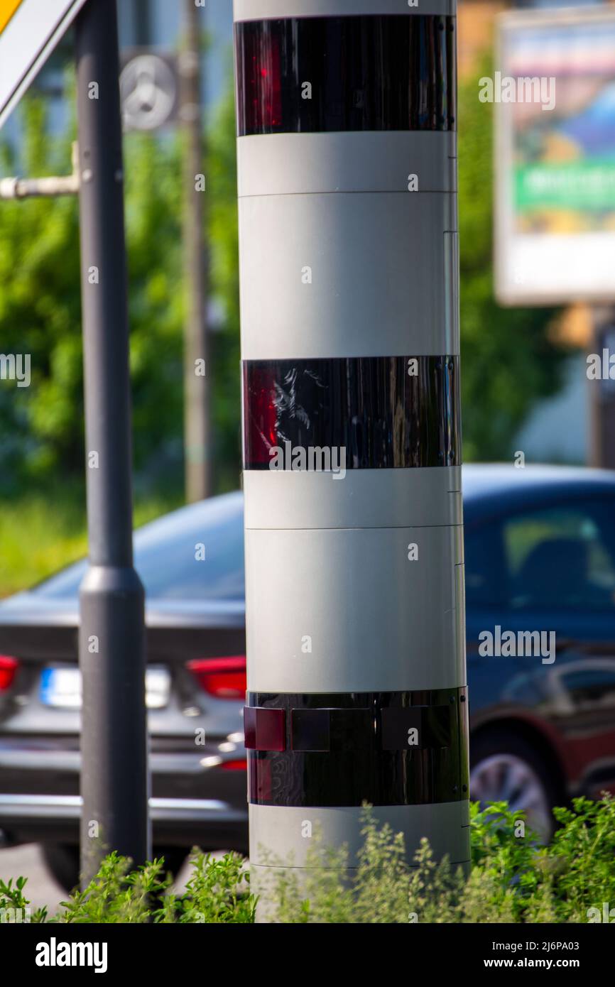 Symbol image: Close-up of a speed trap with passing cars Stock Photo ...