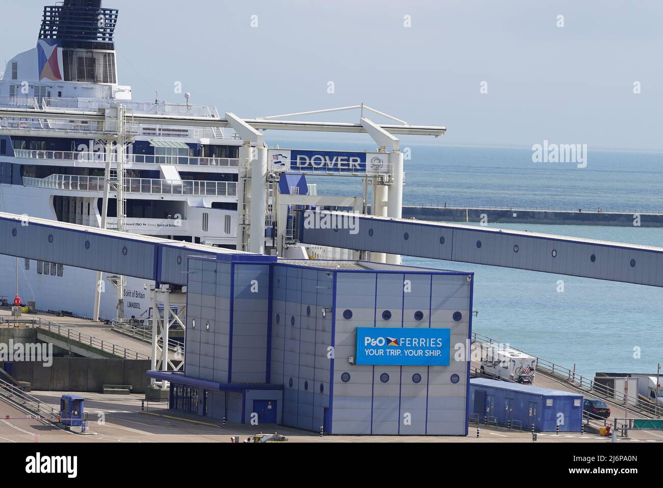 Lorries and cars being loaded onto the Spirit of Britain at the Port of ...