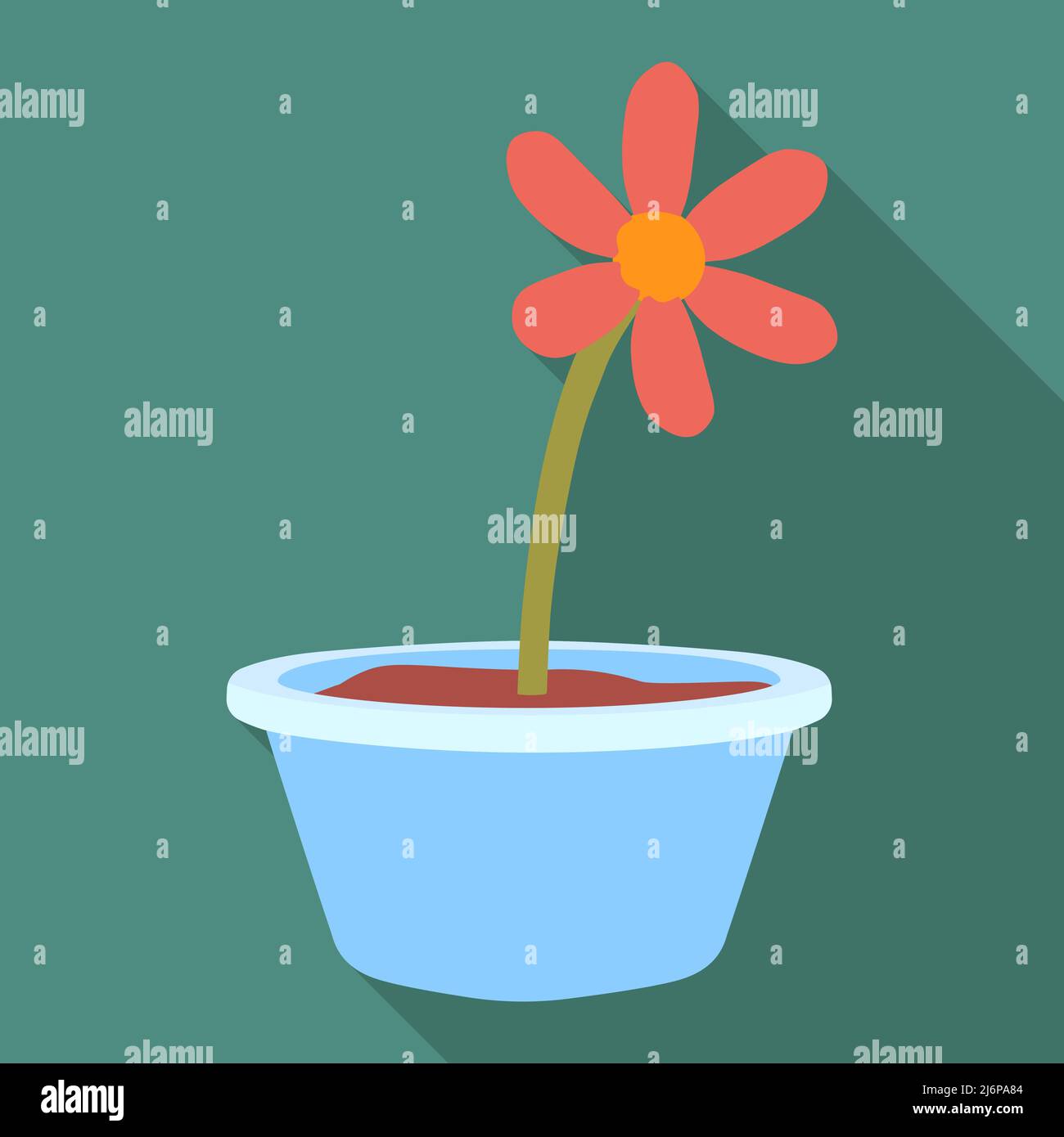 Flower in a pot. Vector illustration with long shadow Stock Vector ...