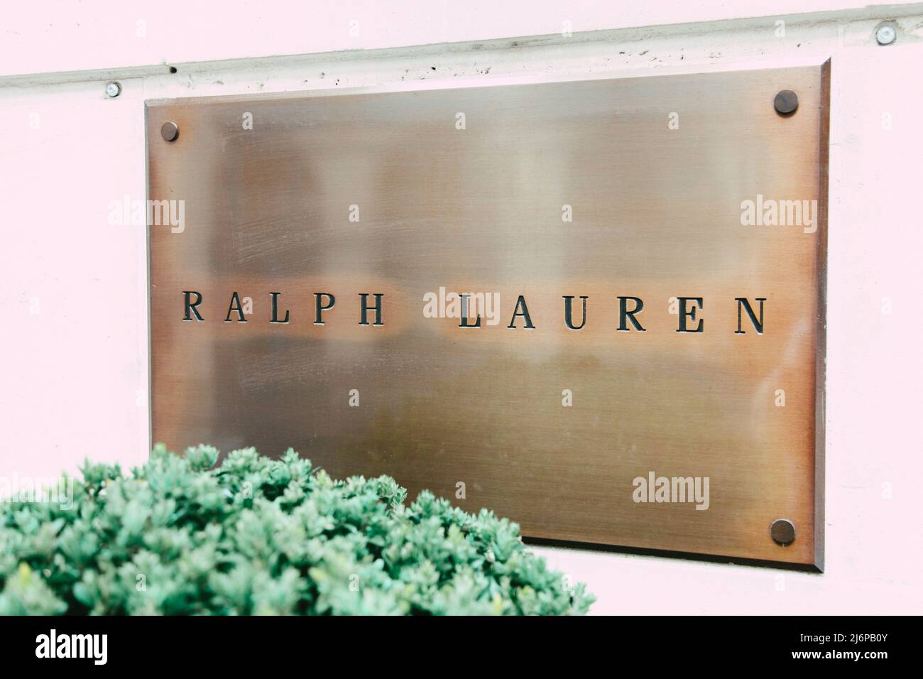Brass plaque for Ralph Lauren, Bond Street, London, England, UK, 2022 ...