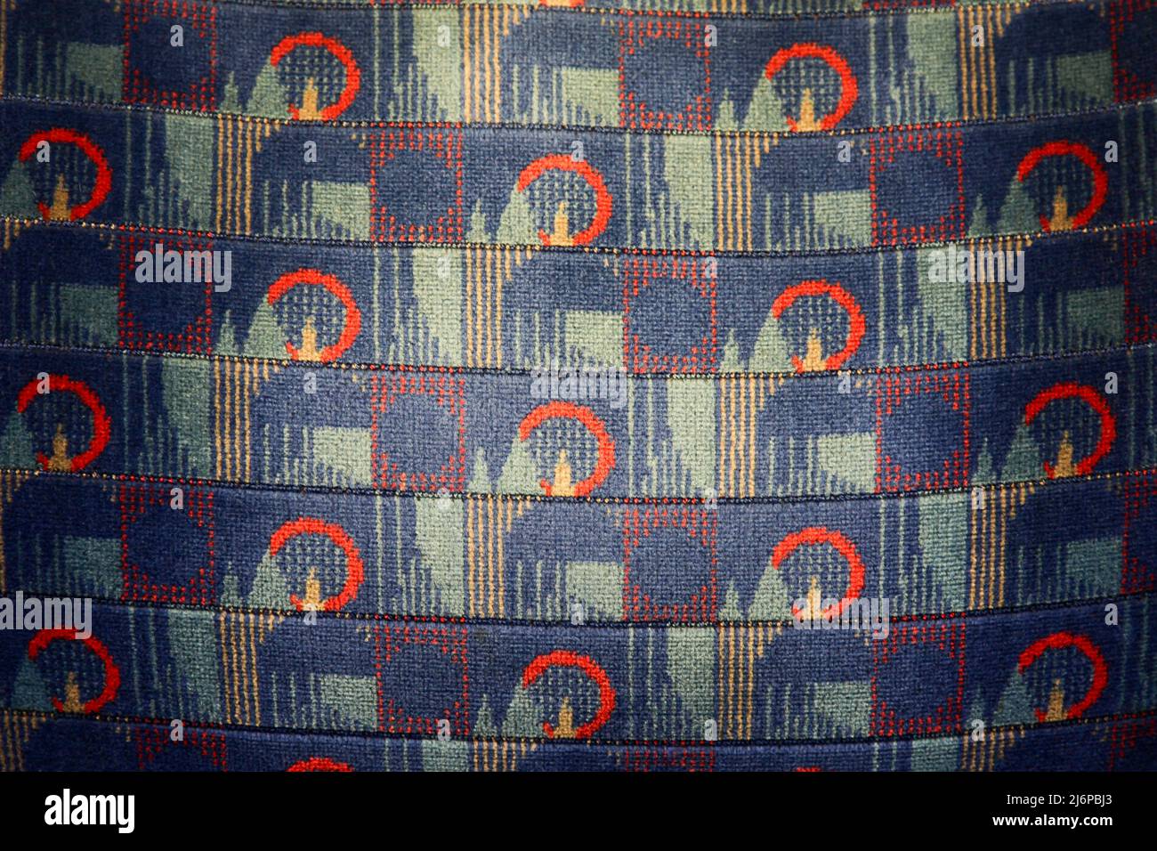 London underground tube train seat cover material, London, England, UK ...