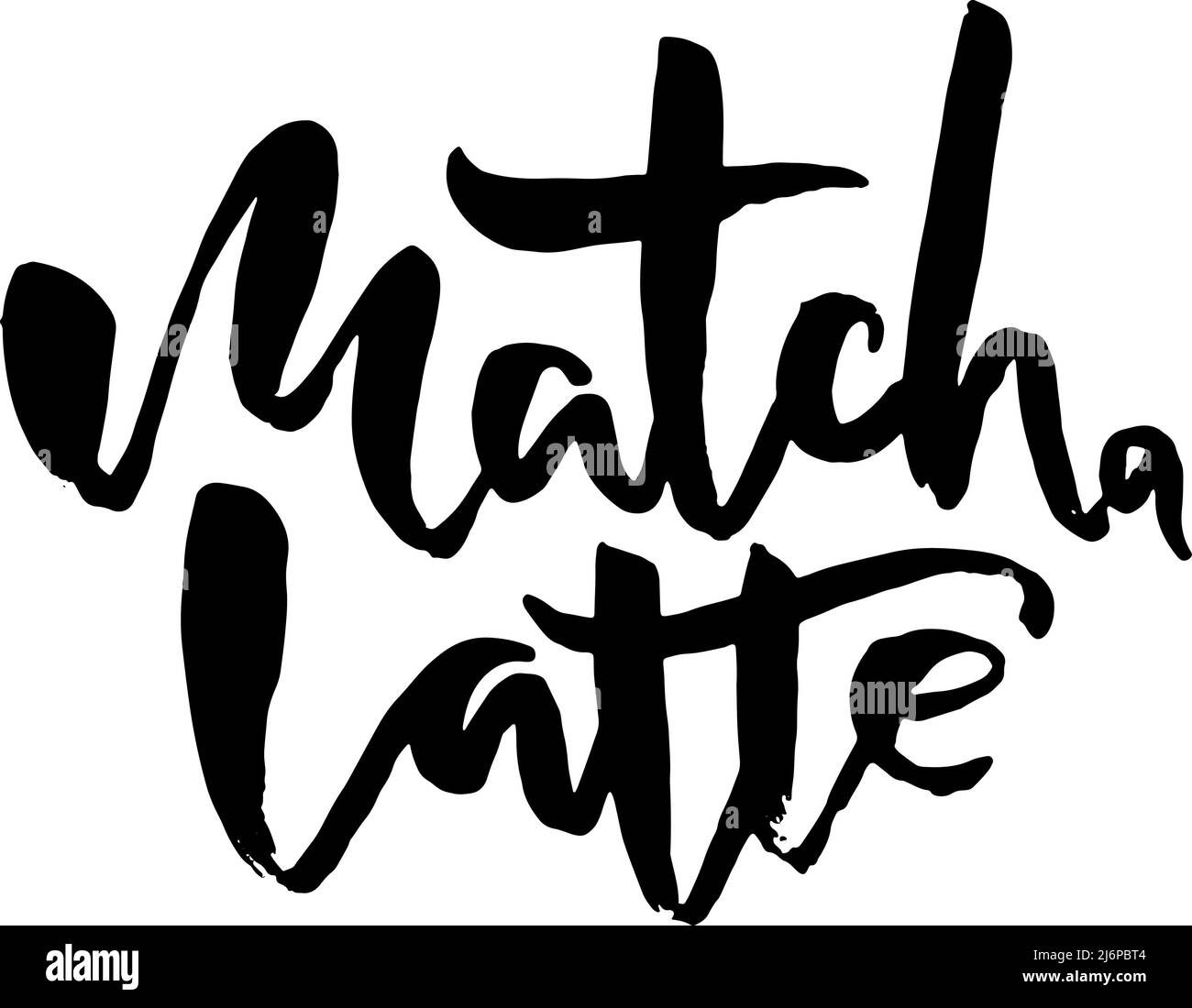 Matcha latte. Modern dry brush lettering. Japanese beverage. Green tea ...