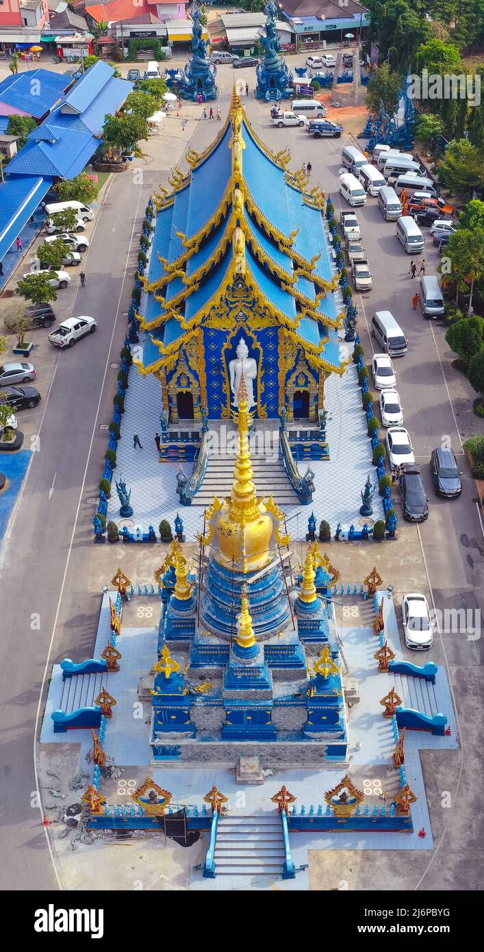 Wat Rong Suea Ten, the Blue Temple, in Chiang Rai, Thailand, south east ...