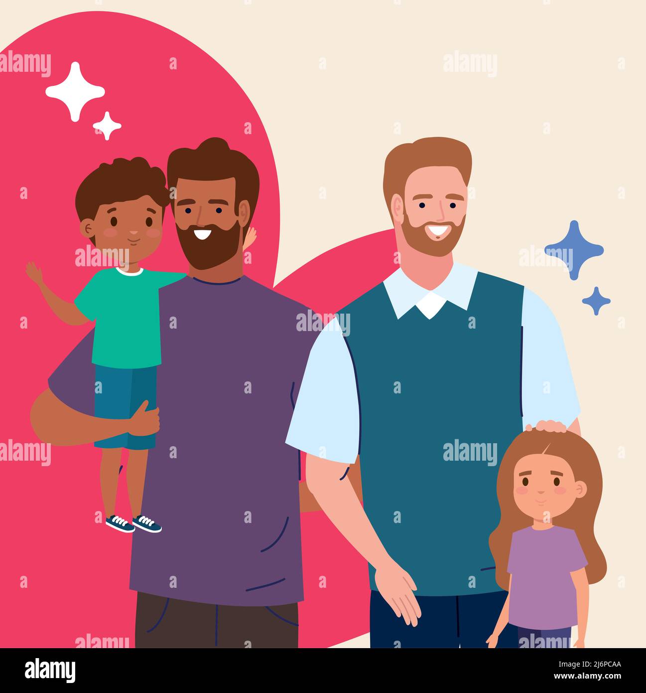 fathers couple and kids Stock Vector Image & Art - Alamy