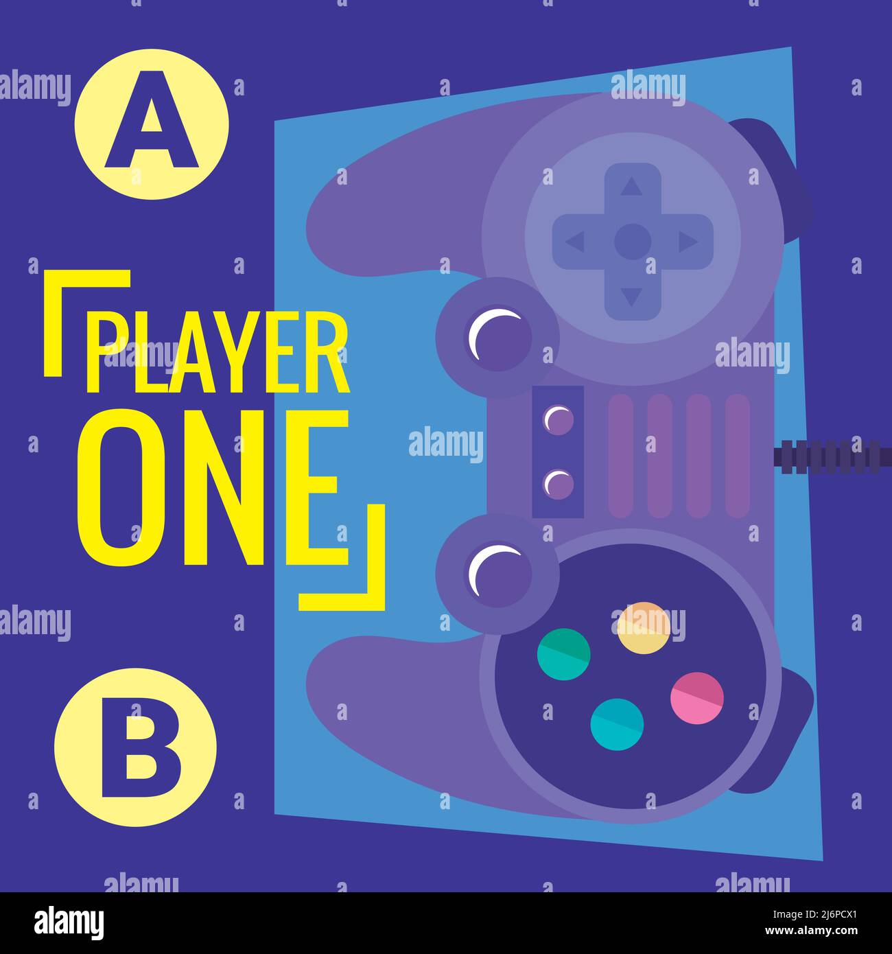player one lettering with control Stock Vector Image & Art - Alamy