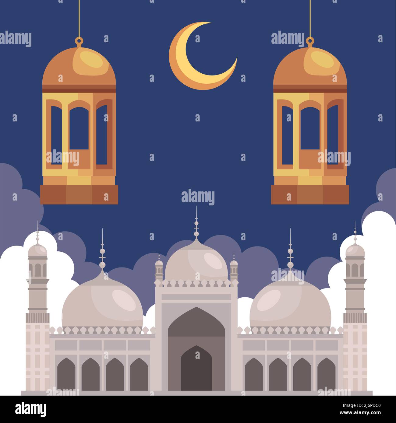 mosque with lanterns hanging Stock Vector Image & Art - Alamy