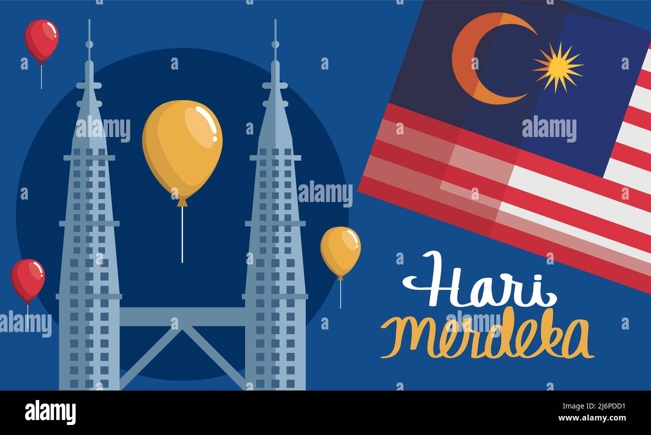 hari merdeka lettering with petronas towers Stock Vector Image & Art ...