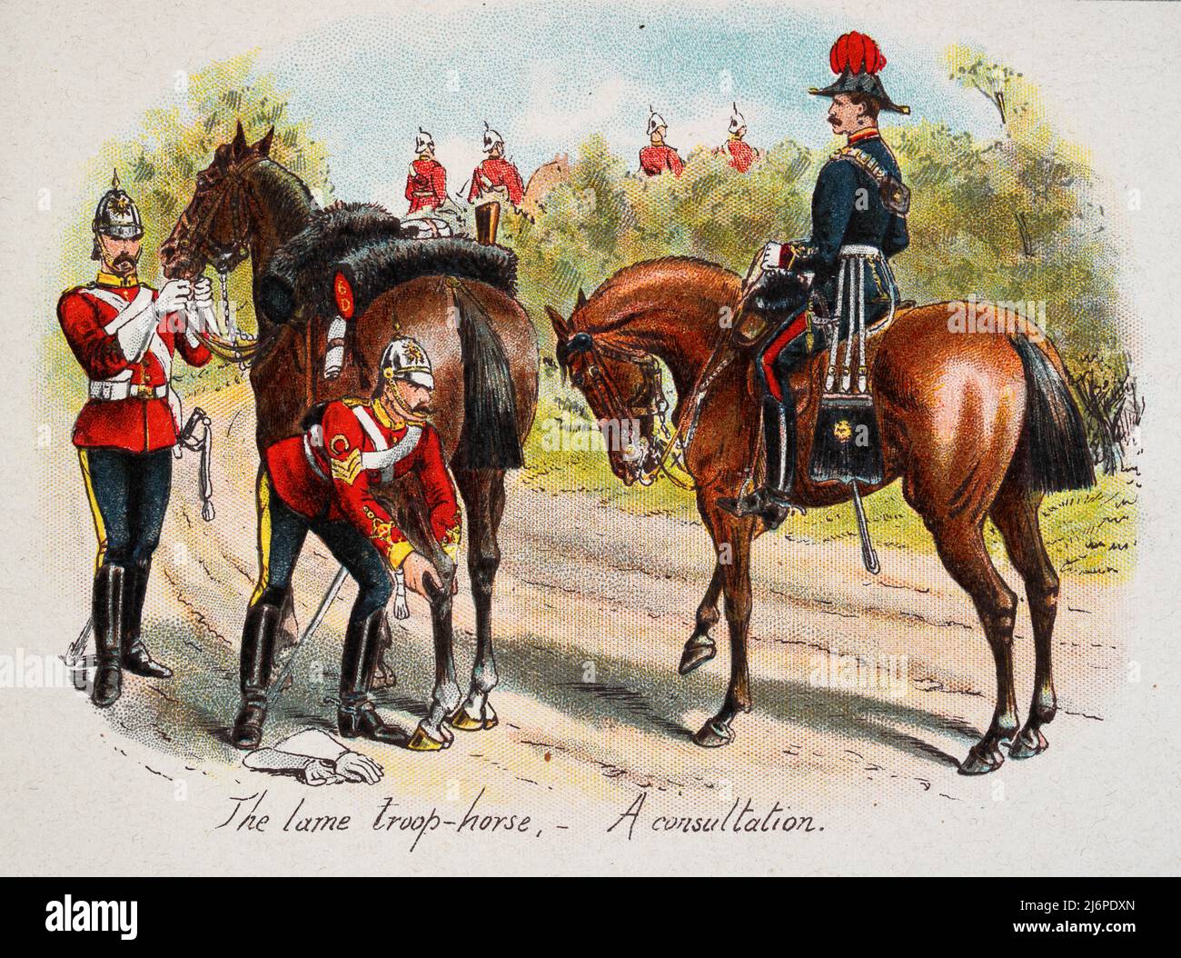 Victorian British Army, Cavalry solider with a lame horse, Military vet ...