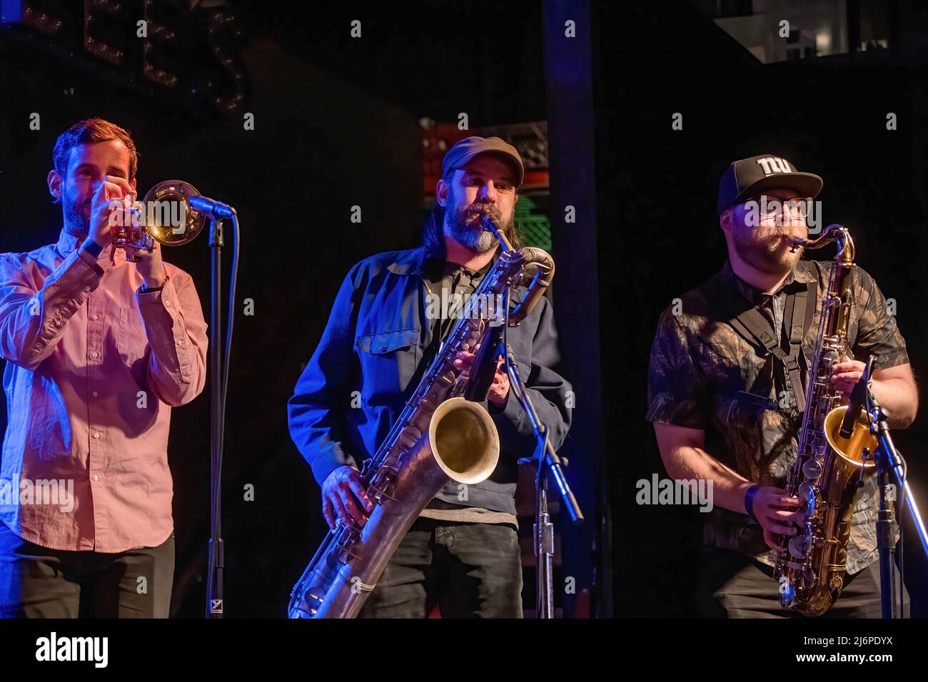 Afro-funk band Antibalas seen performing at Lee’s Palace in Toronto ...