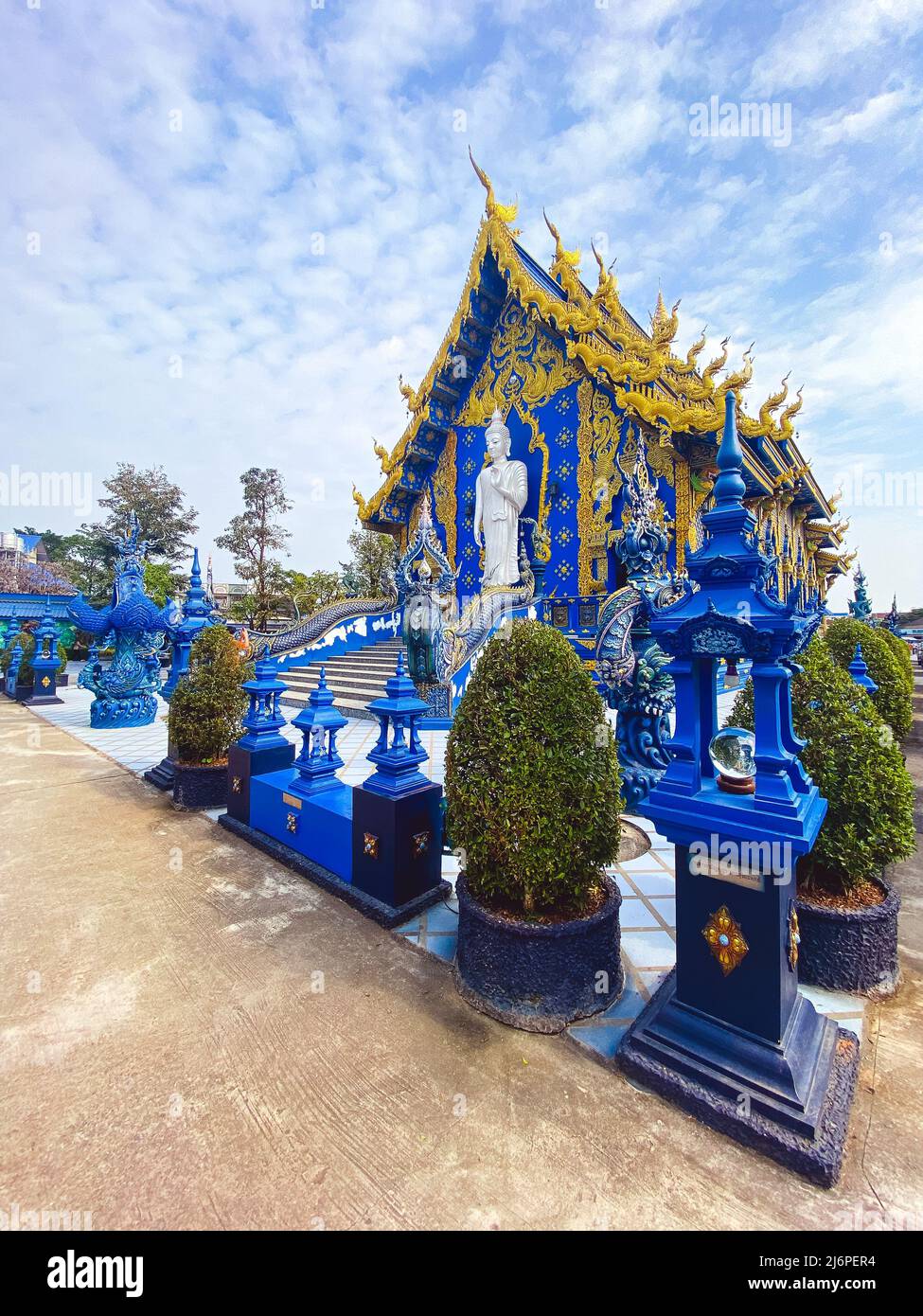 Wat Rong Suea Ten, the Blue Temple, in Chiang Rai, Thailand, south east ...