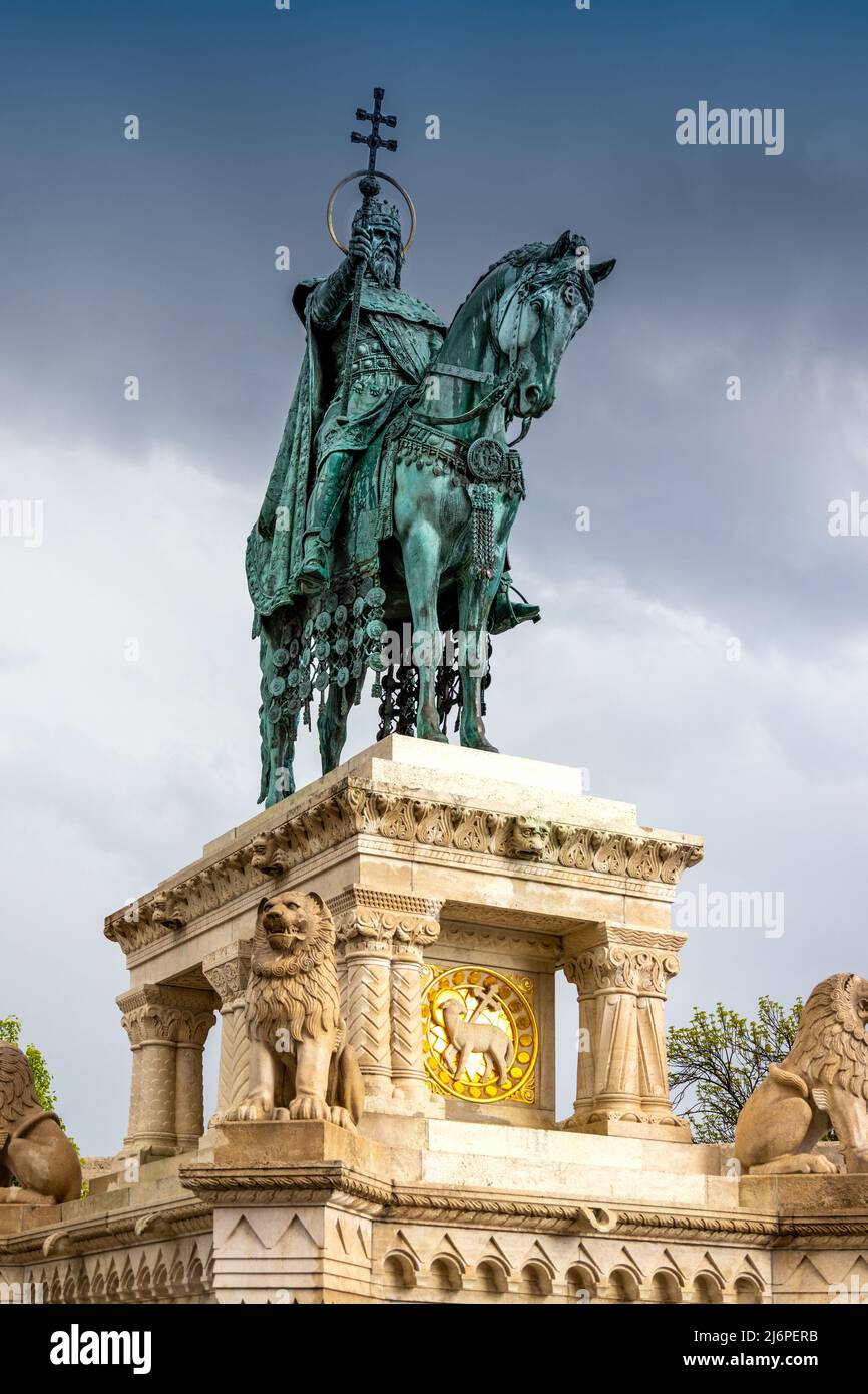 Halaszbastya - The famous Fisherman's Bastion after rain with statue of ...