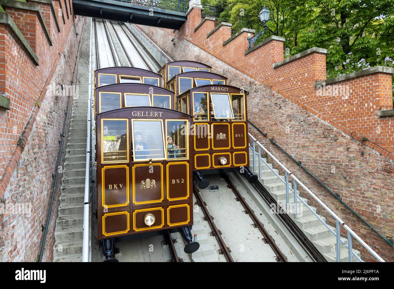 historical funicular to the Buda castle, Budapest, Hungary, Europe ...
