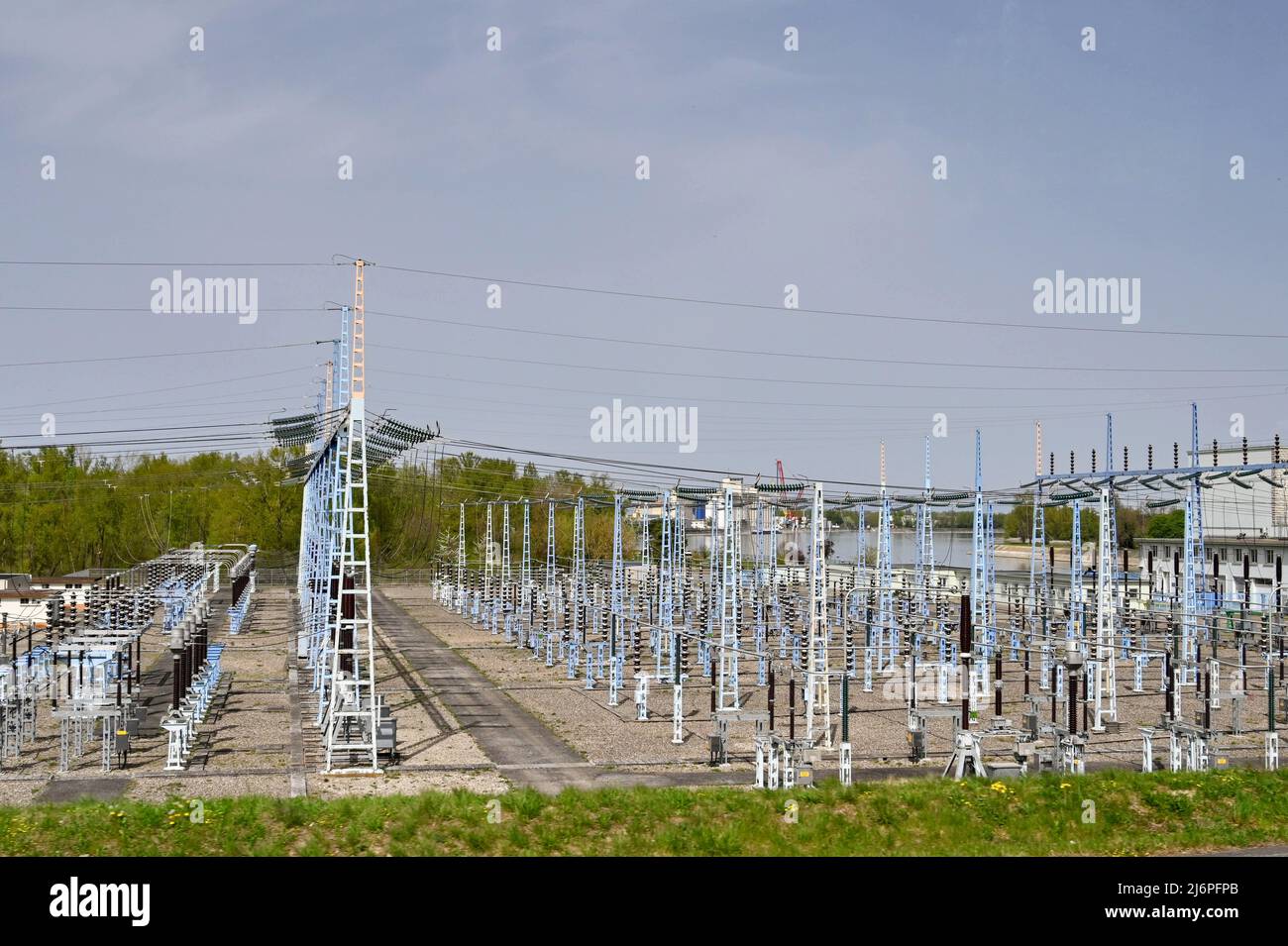 Breisach, Germany - April 2022: Wires and equipment at the town's ...
