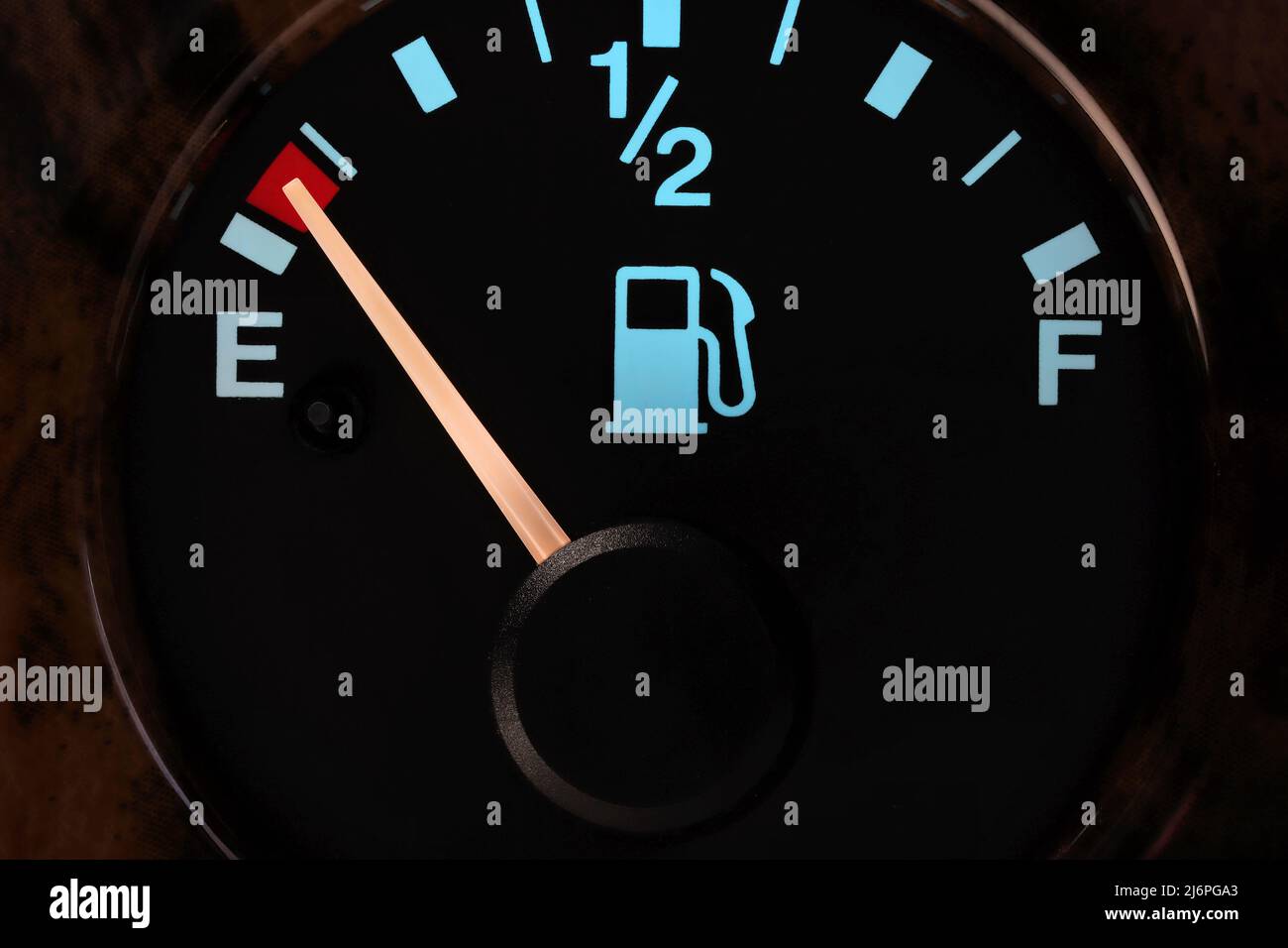 fuel gauge in car dashboard in illuminated night mode - empty Stock ...