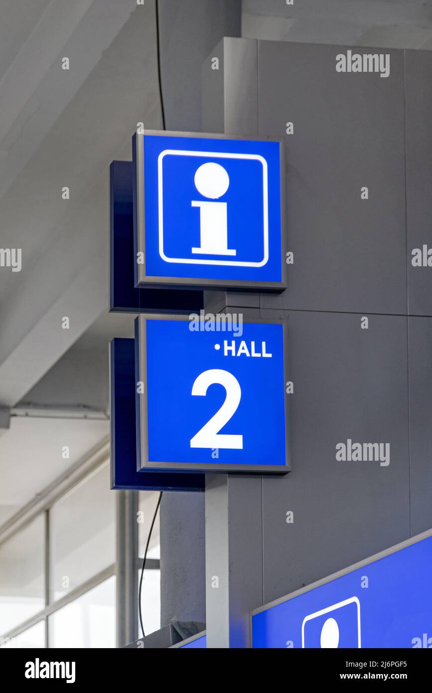 Information Point Sign in Expo Hall Two Stock Photo - Alamy