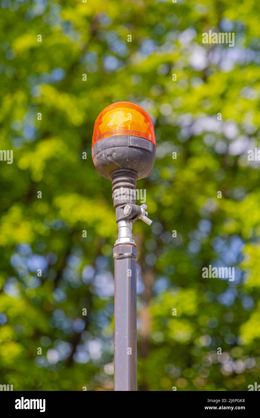 Emergency Amber Flashing Light Dome at Telescopic Pole Stock Photo - Alamy