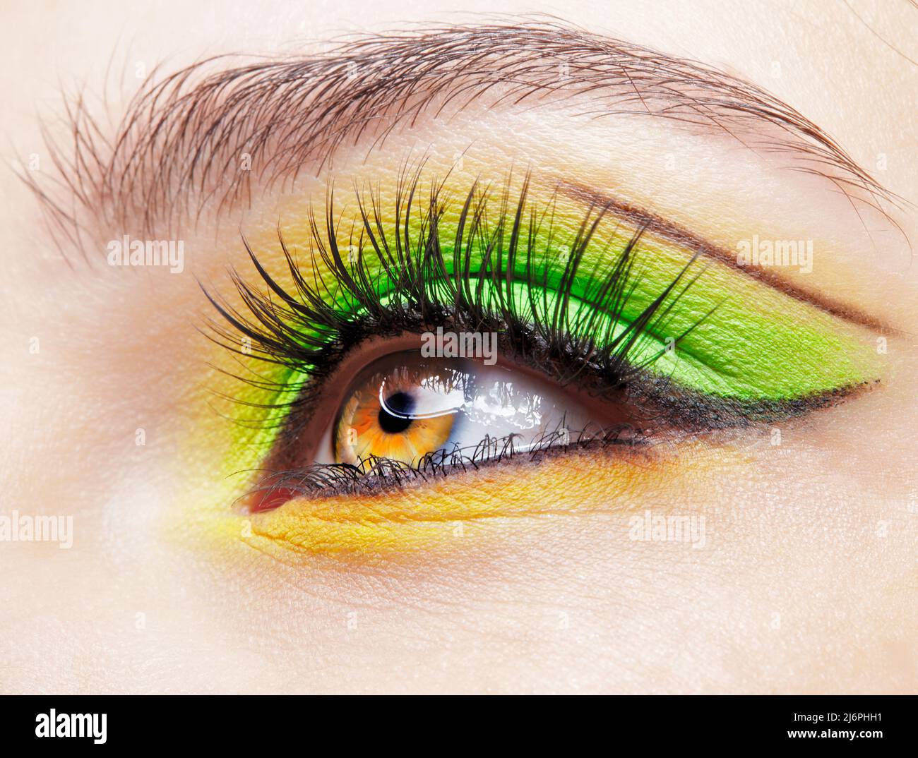 Closeup macro shot of human female eye. Woman with vogue face beauty ...