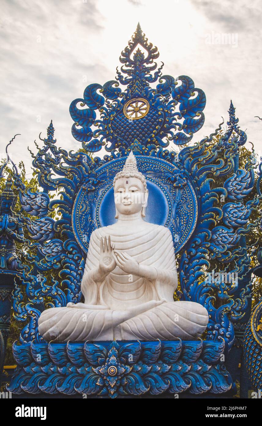 Wat Rong Suea Ten, the Blue Temple, in Chiang Rai, Thailand, south east ...