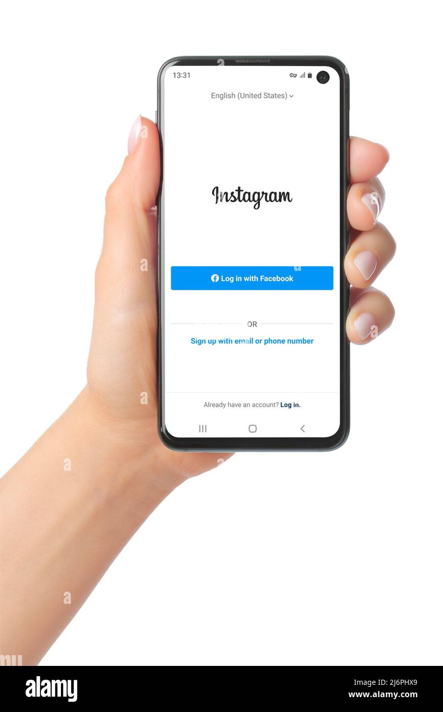 Instagram logo hand screen hi-res stock photography and images - Alamy