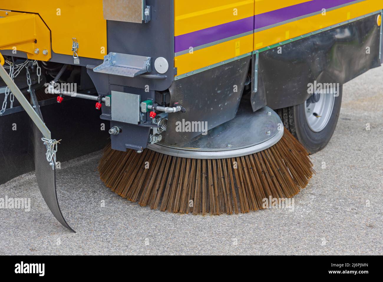 Side Brush Sweeper Machine Cleaning Road Surface Stock Photo - Alamy
