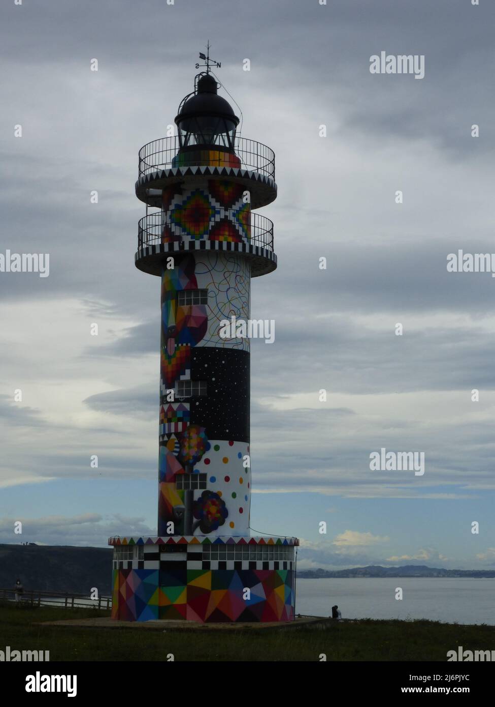 Ajo lighthouse, Cantabria, a very colorful lighthouse. Spain Stock ...