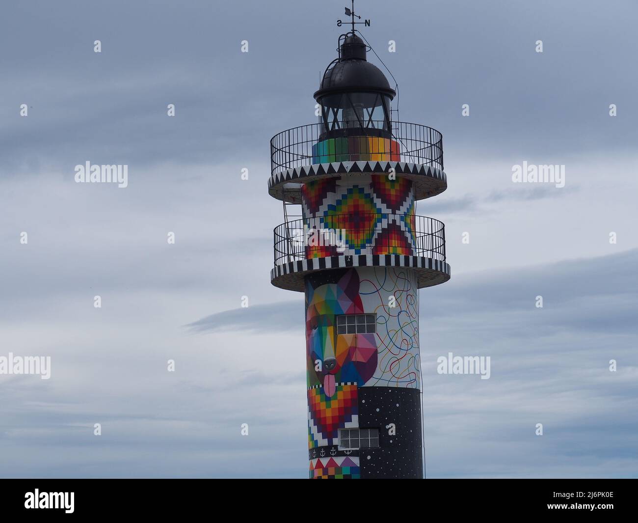 Ajo lighthouse, Cantabria, a very colorful lighthouse. Spain Stock ...