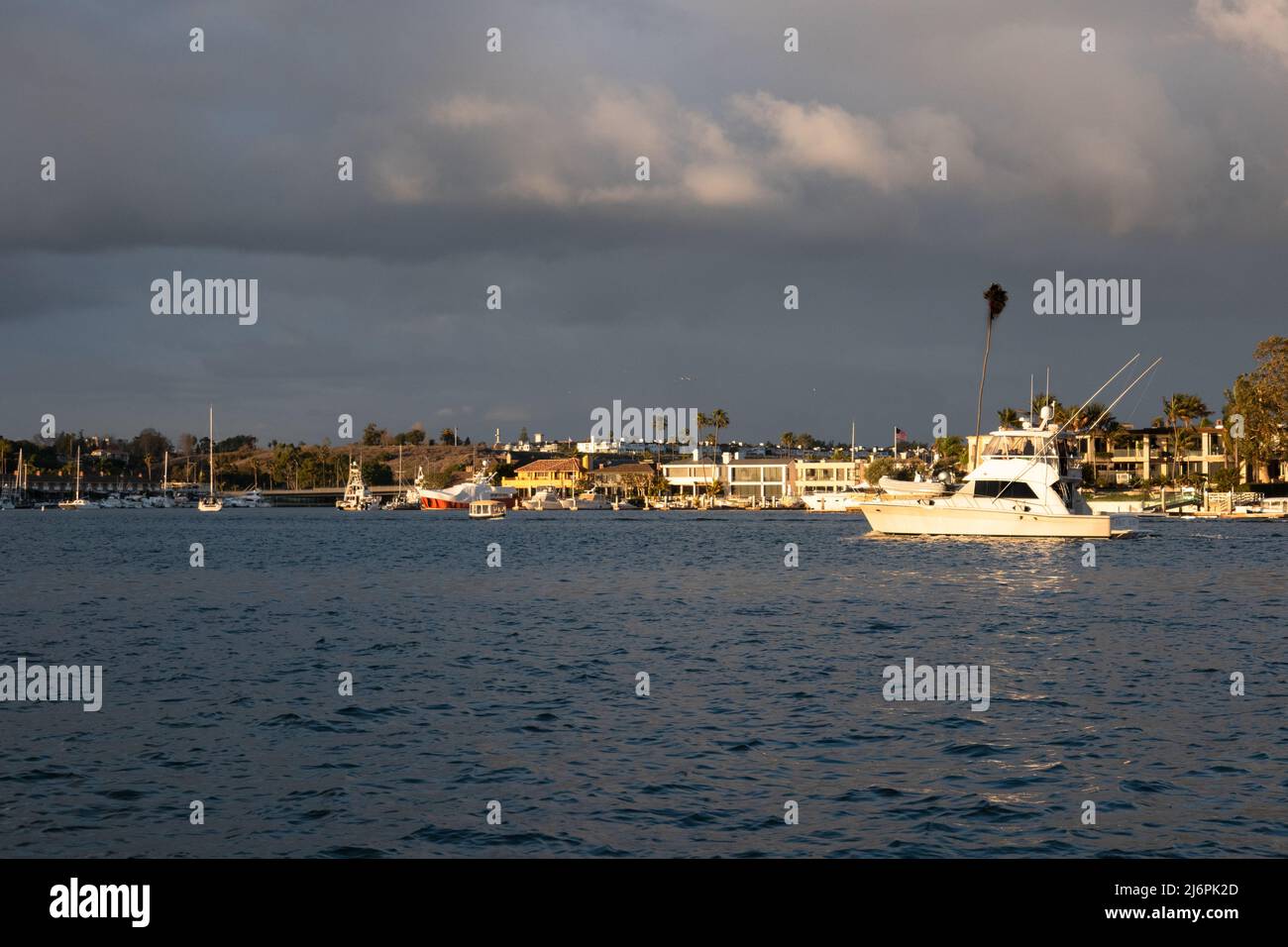 Dark clouds over Newport harbour, Southern California USA Stock Photo ...