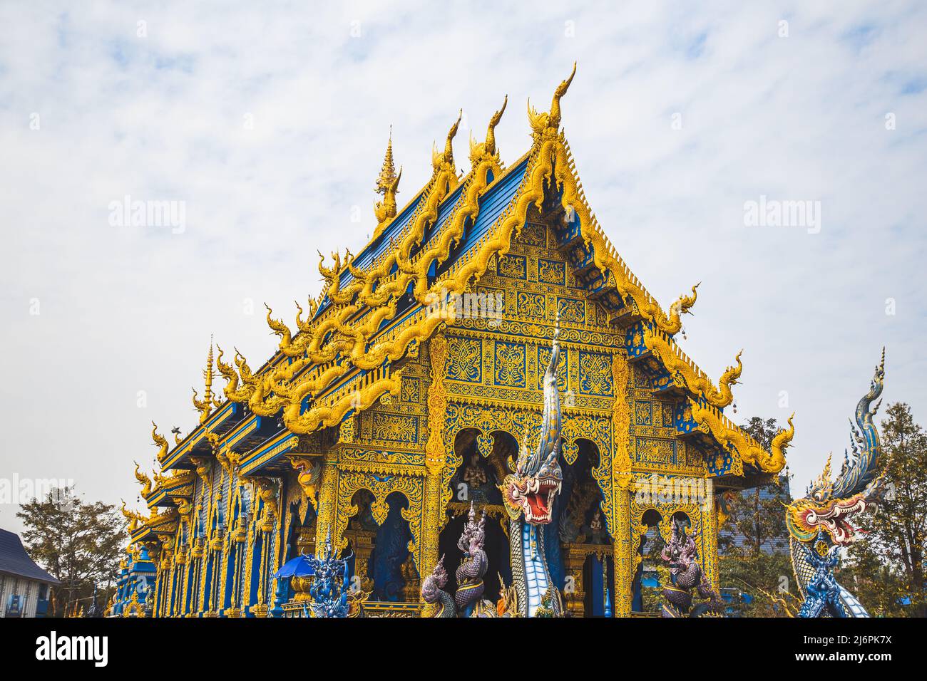 Wat Rong Suea Ten, the Blue Temple, in Chiang Rai, Thailand, south east ...