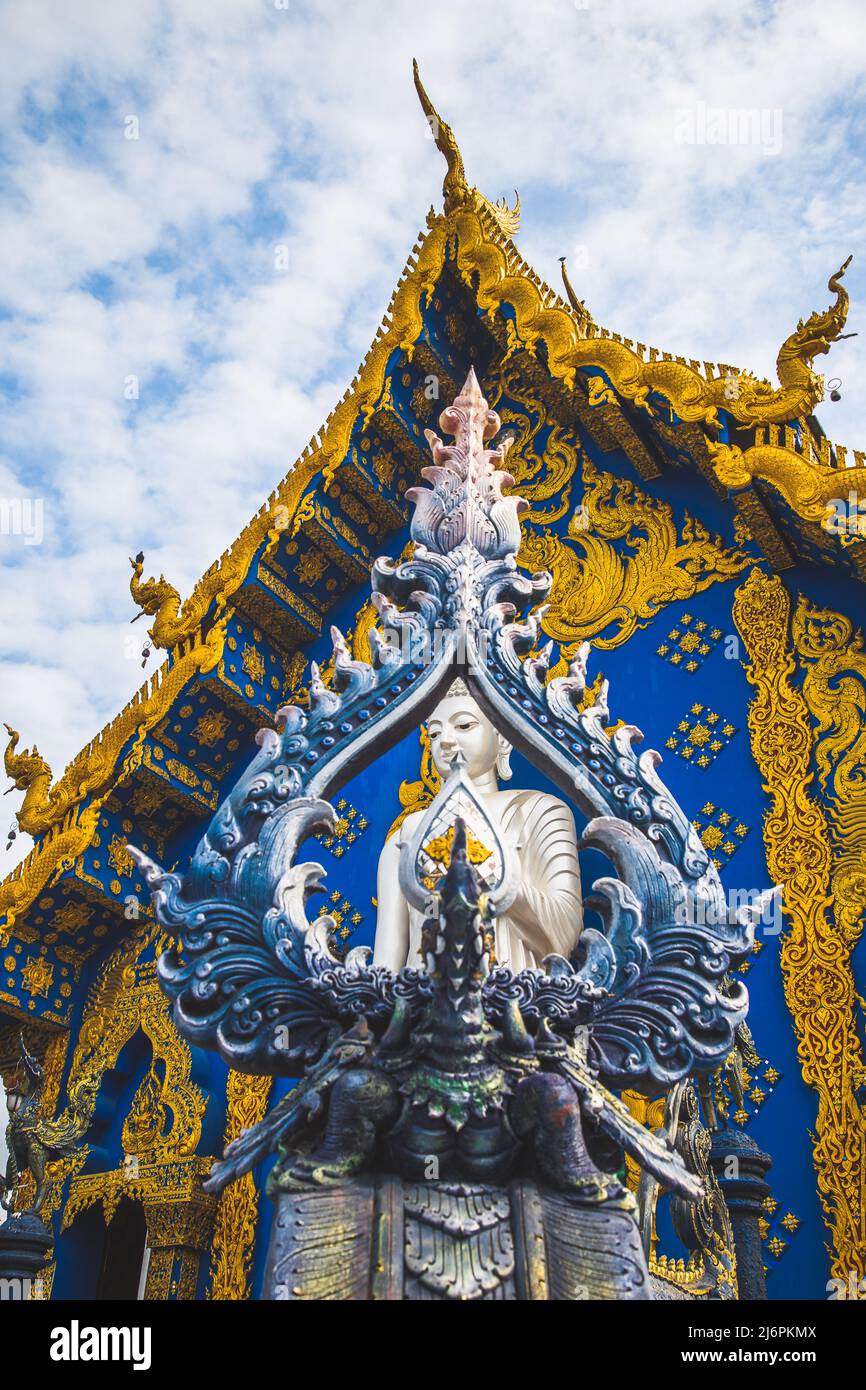 Wat Rong Suea Ten, the Blue Temple, in Chiang Rai, Thailand, south east ...