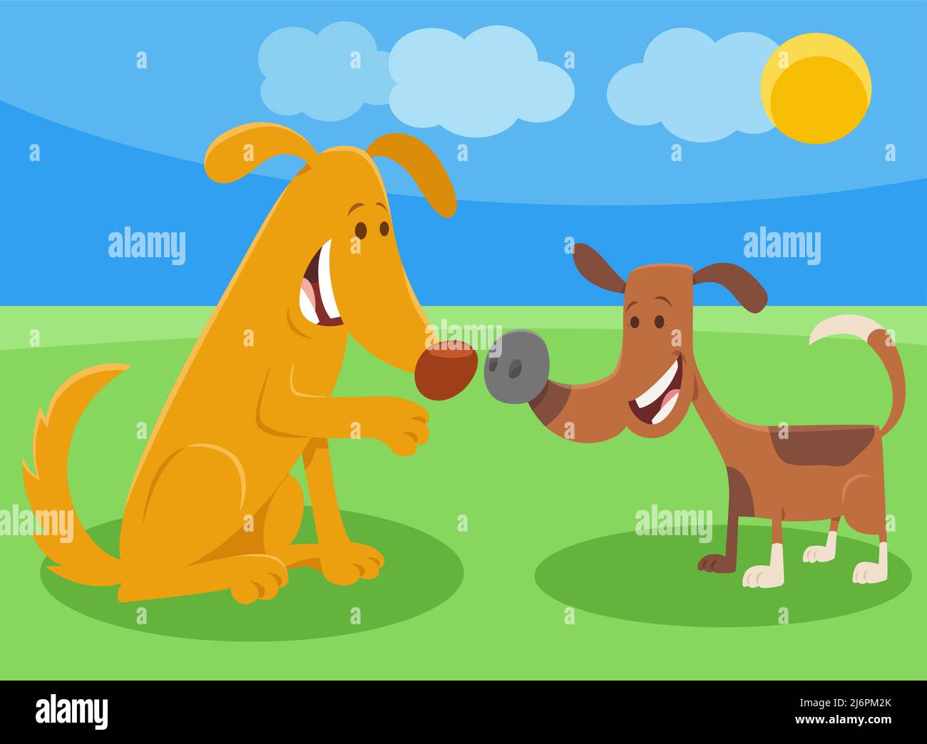 Dogs Playing Together Cartoon