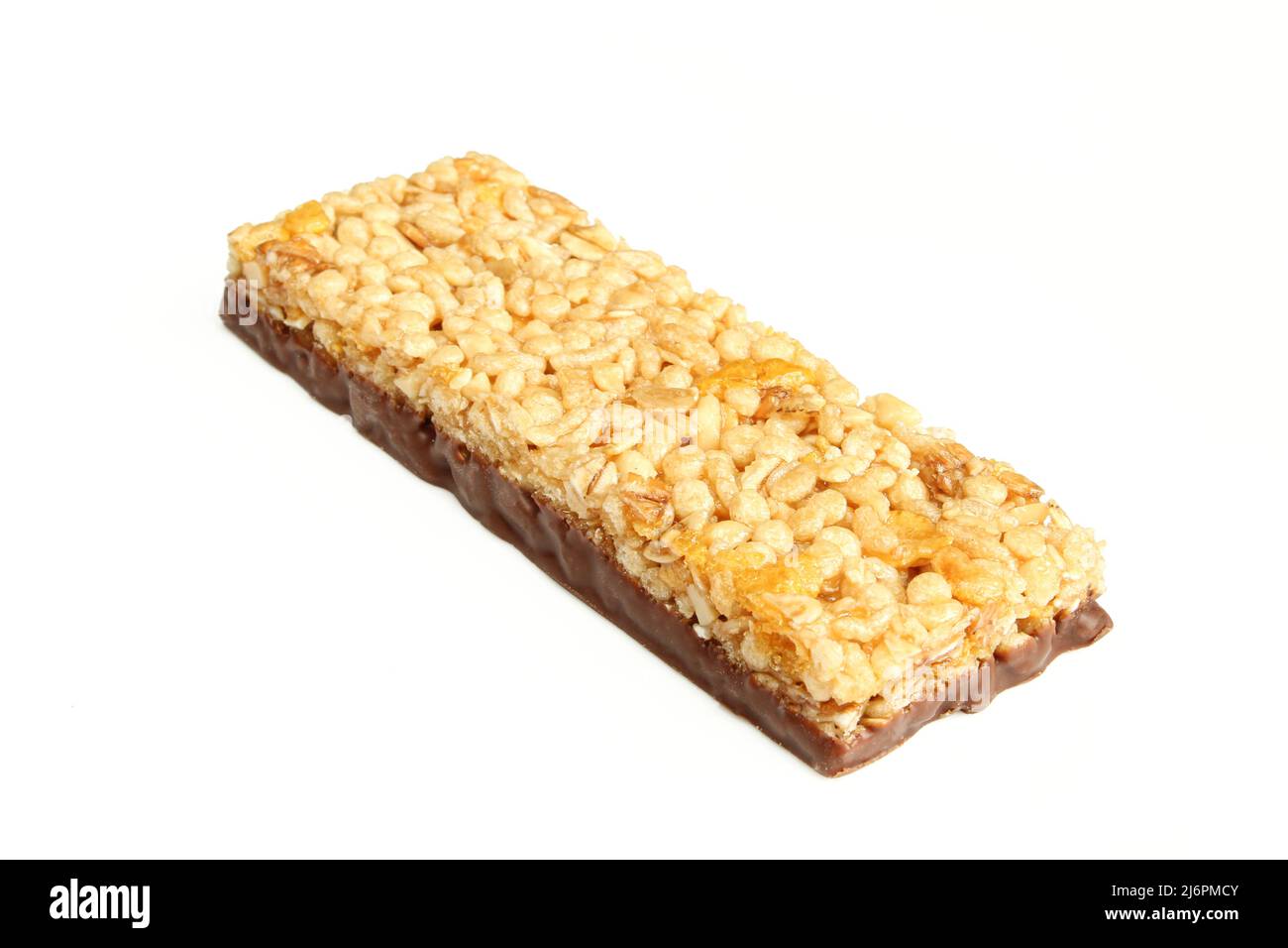 Granola bar with chocolate isolated on white background Stock Photo - Alamy