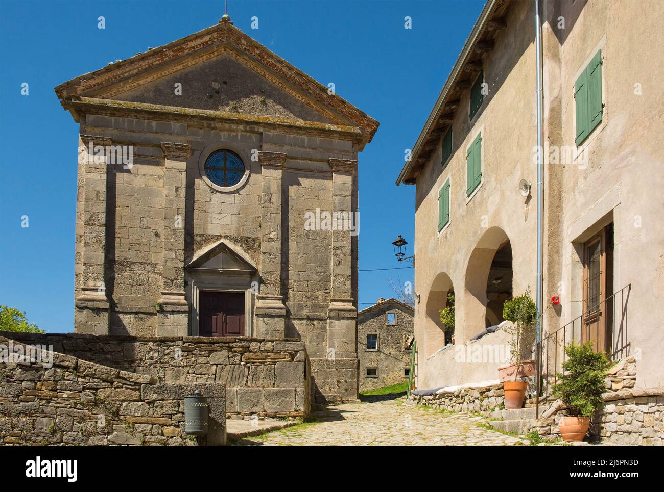 The Parish Church of the Assumption of Mary in the village of Hum in ...