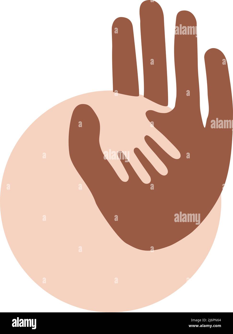 illustration of abstract adult and child hands on white, children ...