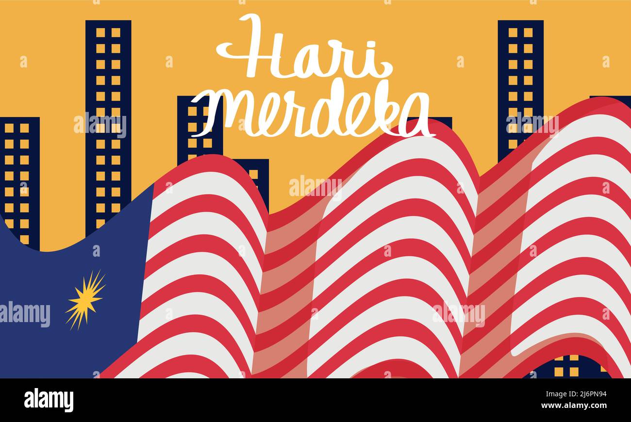 hari merdeka lettering with flag Stock Vector Image & Art - Alamy