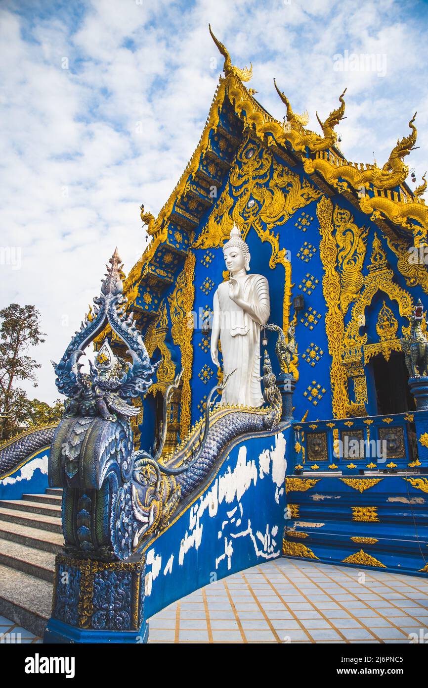 Wat Rong Suea Ten, the Blue Temple, in Chiang Rai, Thailand, south east ...