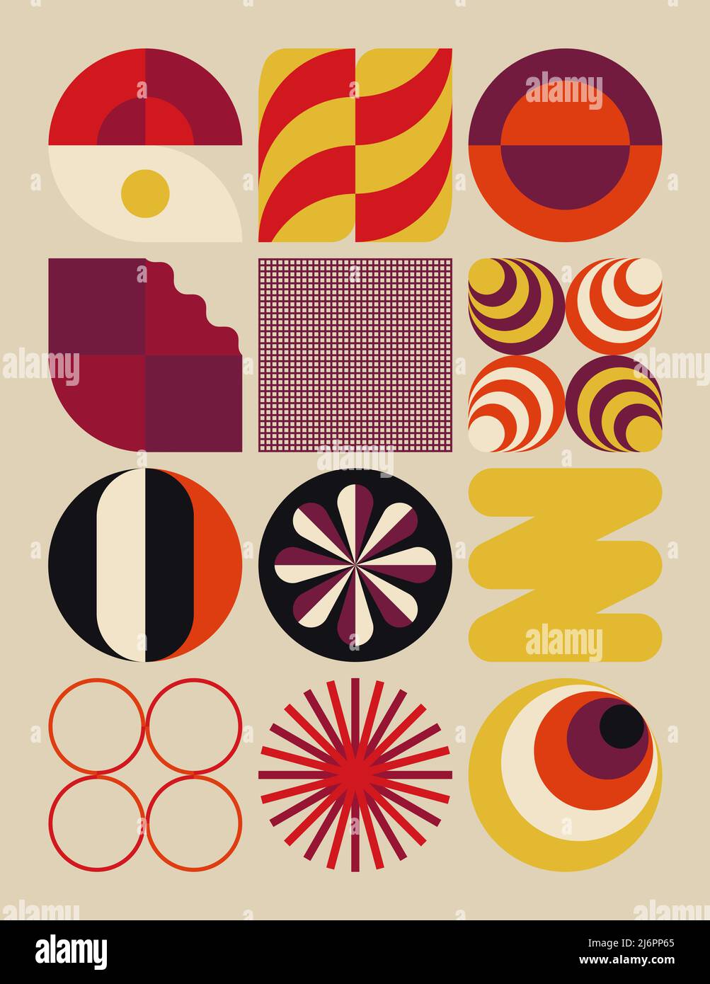 Modern Art pattern inspired by Bauhaus design made with abstract ...