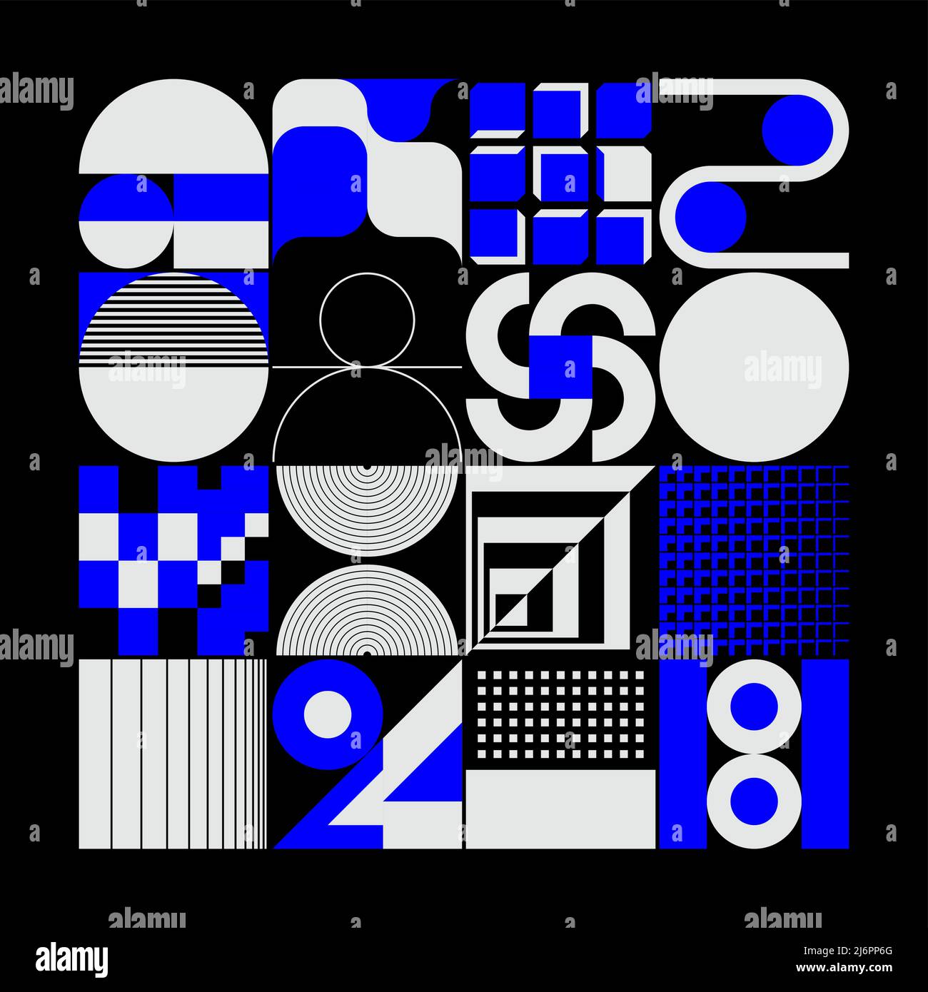 Brutalist Art inspired vector pattern artwork made with abstract geometric shapes and bold forms ...