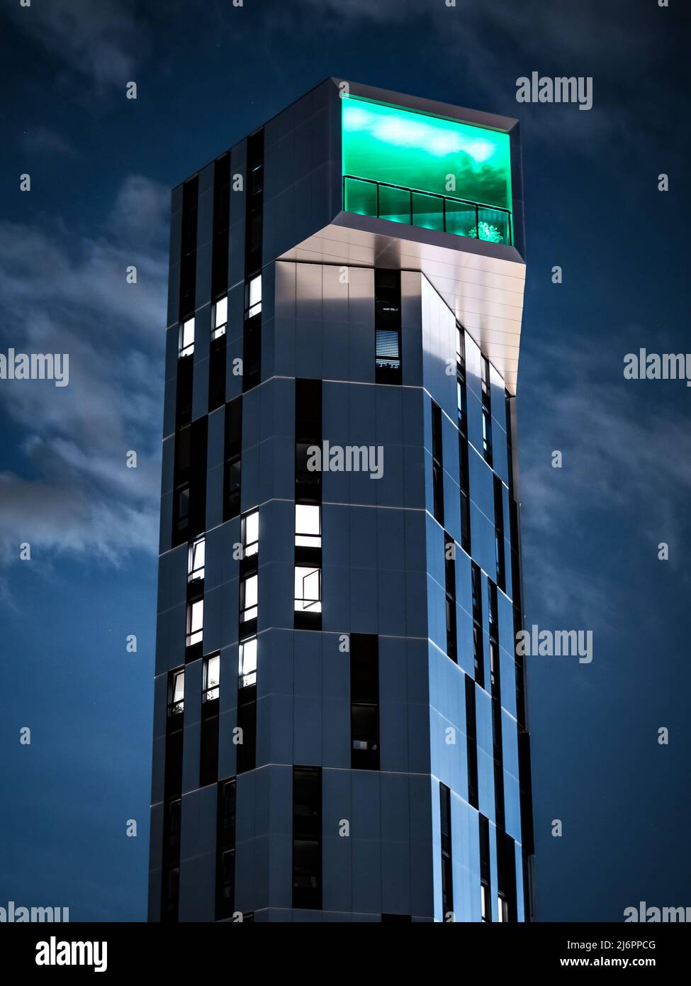 Night photos of illuminated new beautiful buildings of Strasbourg ...