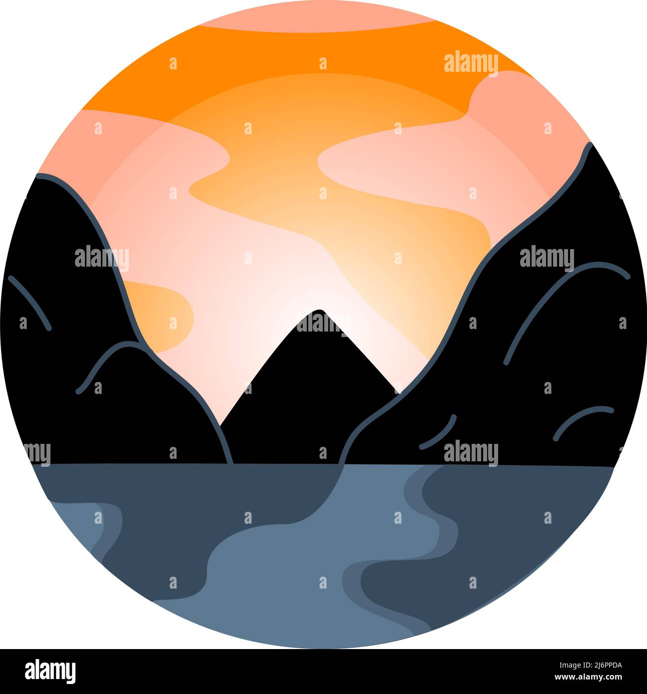 illustration of abstract sunrise in mountains,stock illustration Stock ...